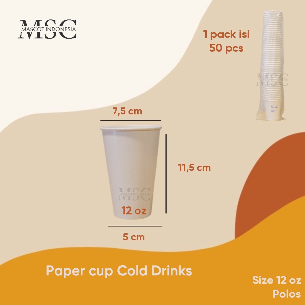 Jual Paper Cup Polos Cold & Hot 12 Oz (isi 50 pcs) | Shopee Indonesia
