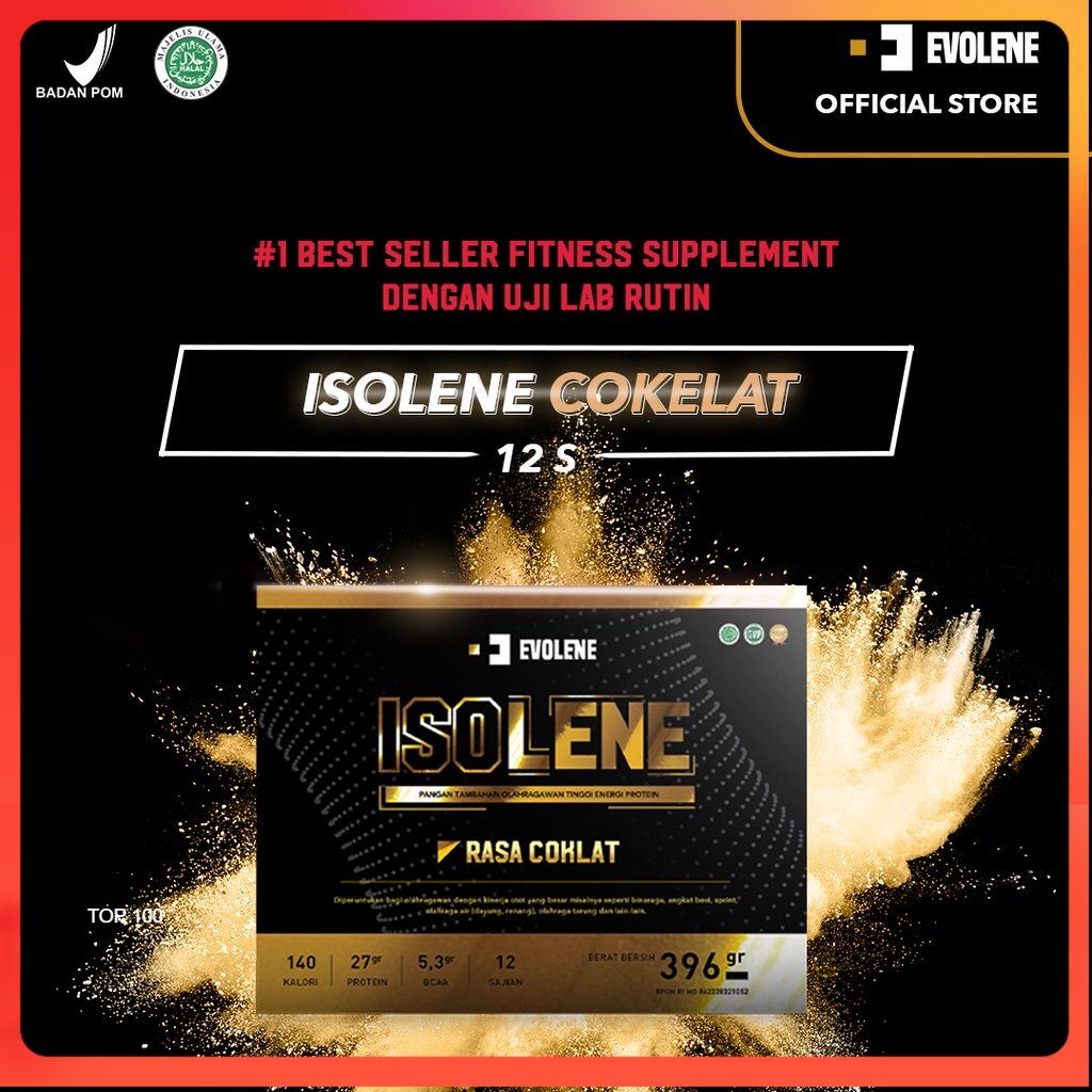 Jual EVOLENE ISOLENE COKLAT 396GR/12 SACHET DEFISIT WHEY PROTEIN ...