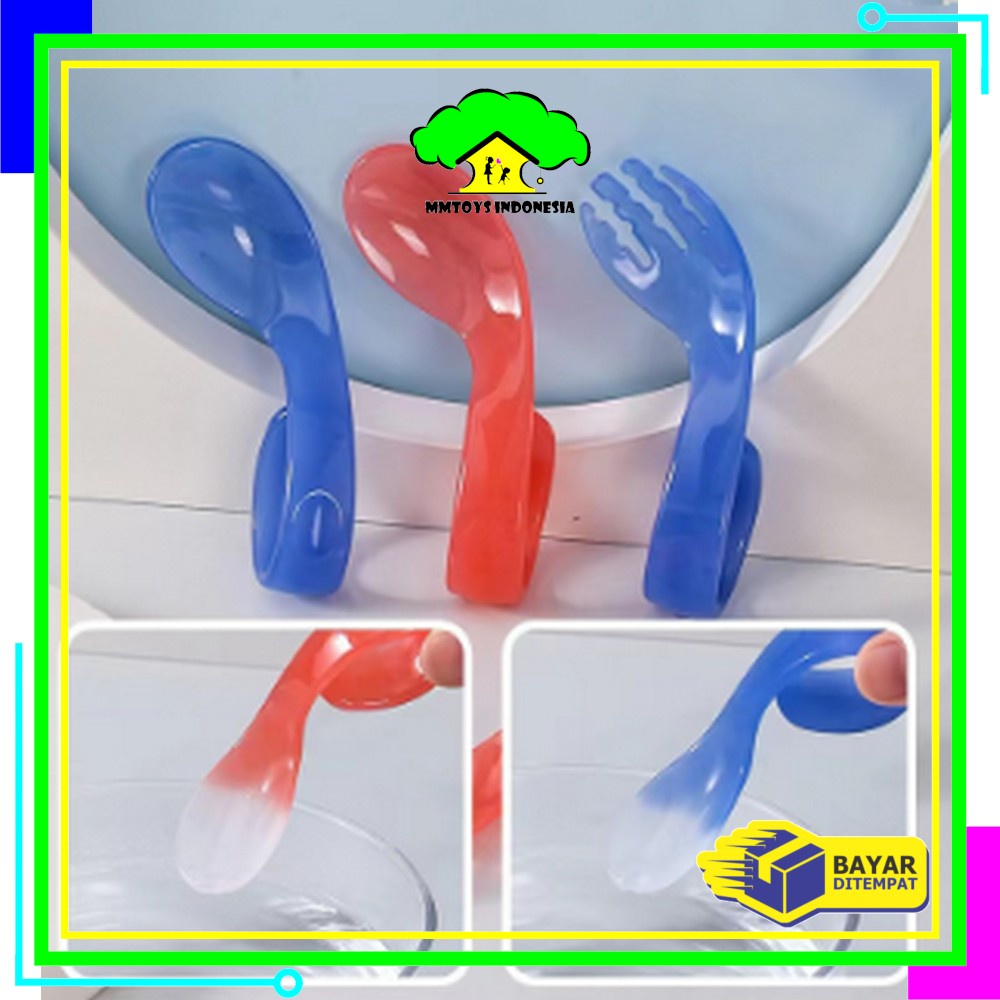 Jual MI-C706 Sendok Garpu Makan Bayi Sensor Suhu Panas / Sendok Makan ...