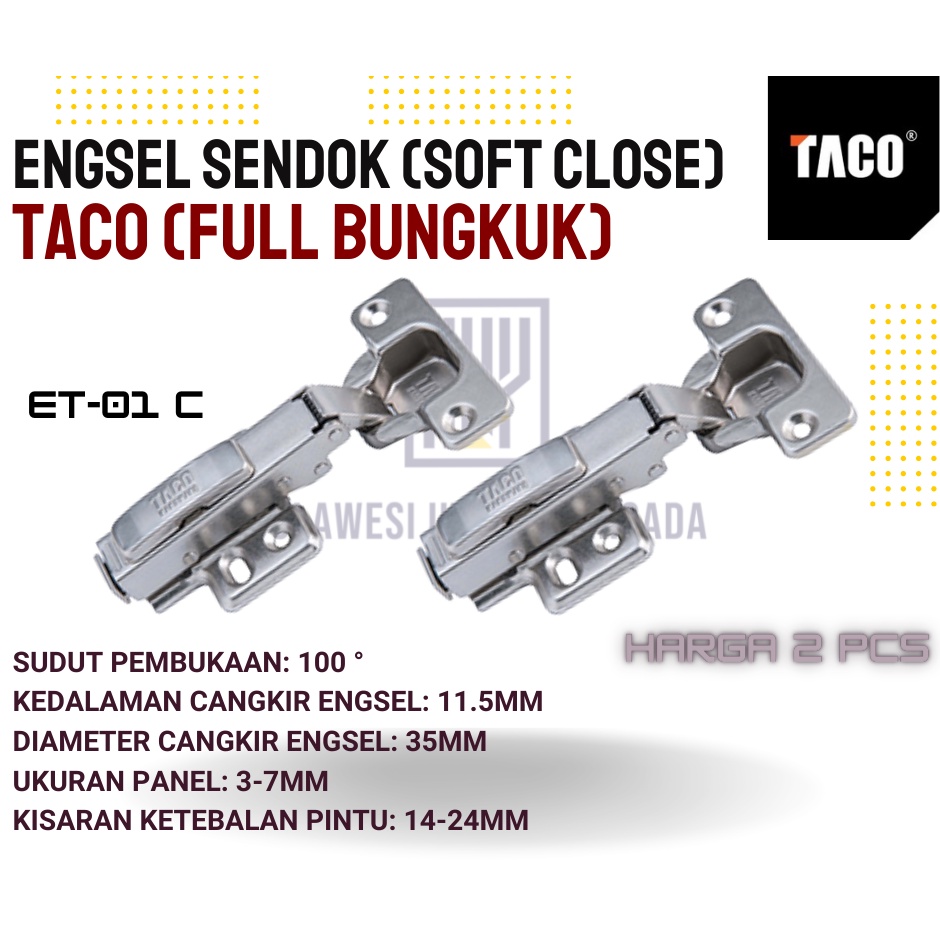 Jual ENGSEL SENDOK TACO FULL BENGKOK ET-01 C ENGSEL PINTU LEMARI TACO ...