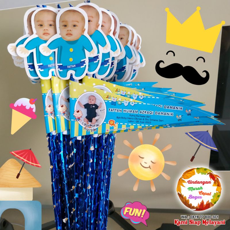 Jual Bendera aqiqah khitanan tedak siten penabalan nama karakter custom ...