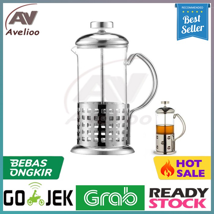 Jual One Two Cups French Press Coffee Maker Pot Bean Pattern 350ml [COD] BAYAR DITEMPAT ORIGINAL ...