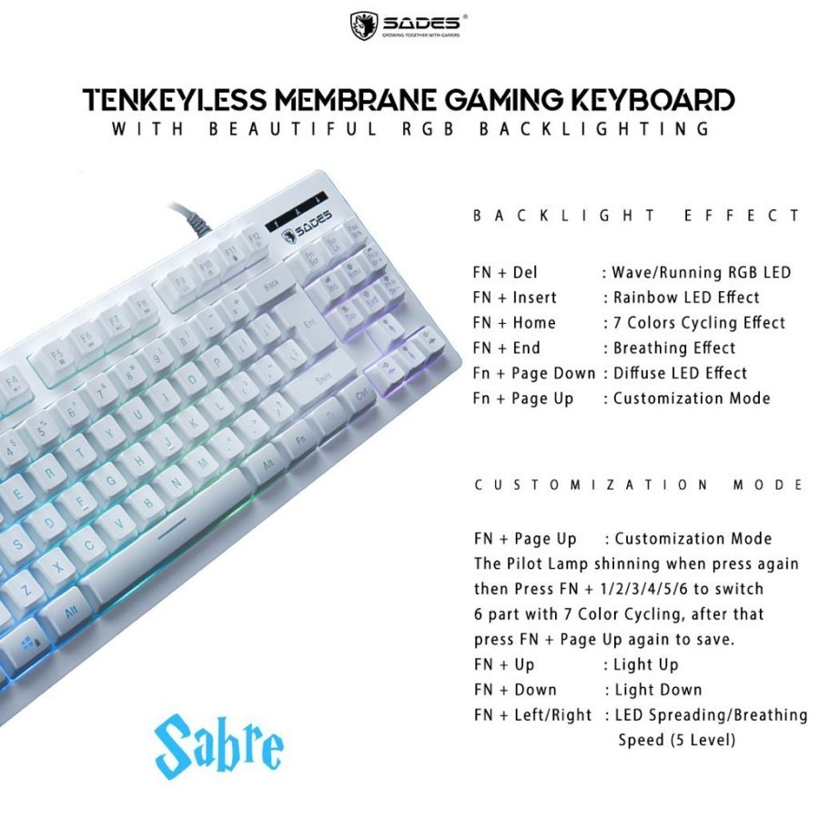 Jual Keyboard Gaming Sades Sabre TKL RGB | Shopee Indonesia