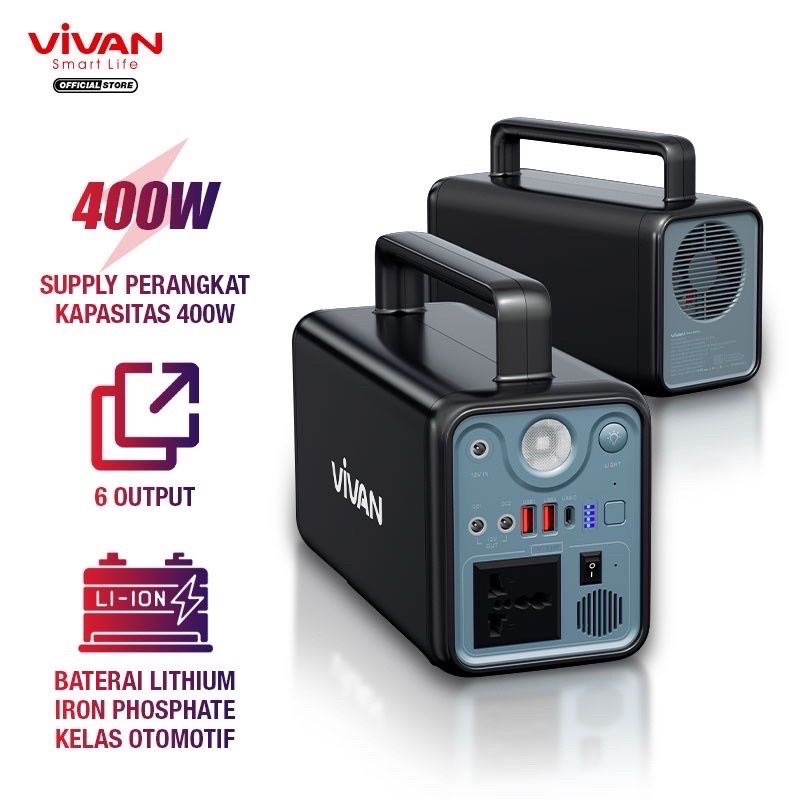 Jual VIVAN VPS-P400 Energy Storage Power Station Portable 72000mAh Penyimpan Daya Listrik 220V ...