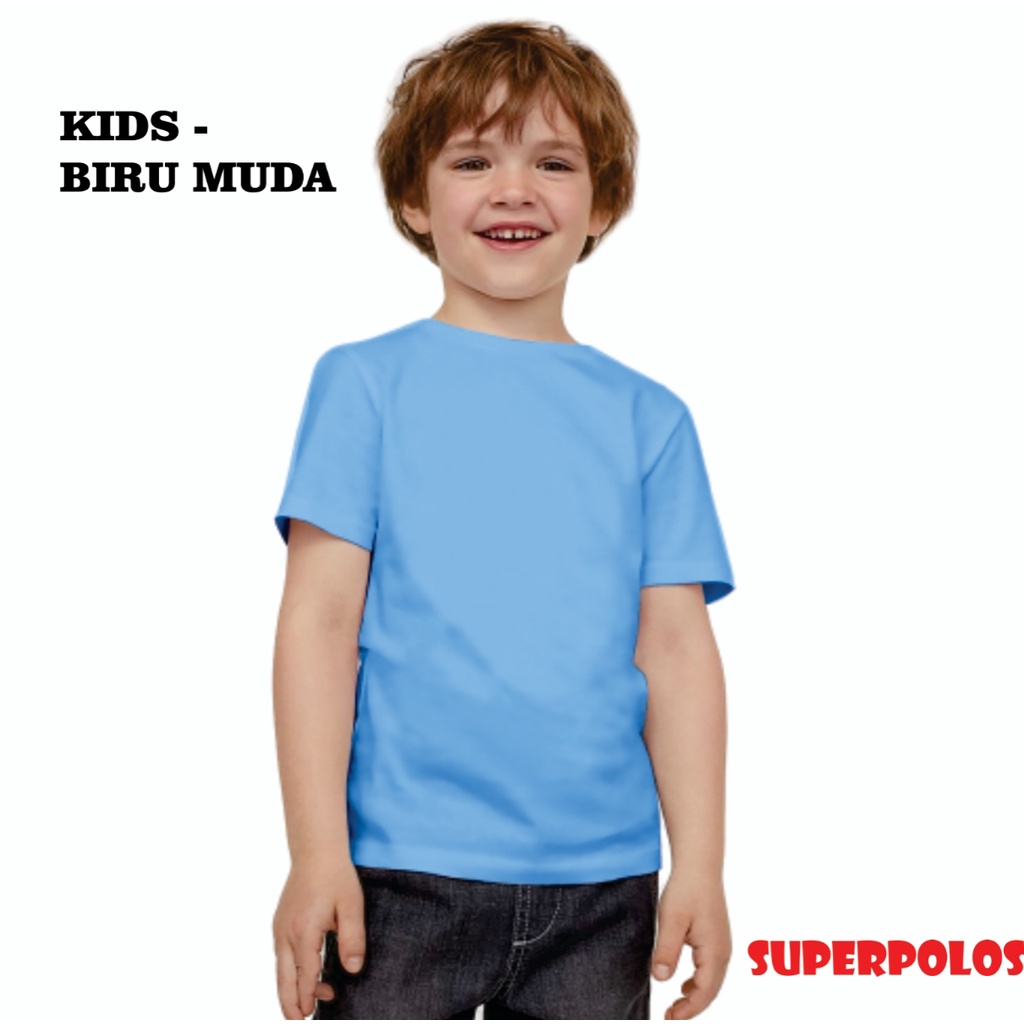 Jual KAOS POLOS ANAK BIRU MUDA LENGAN PENDEK COMBED 30s BAJU KAOS KIDS UMUR - PLS | Shopee Indonesia