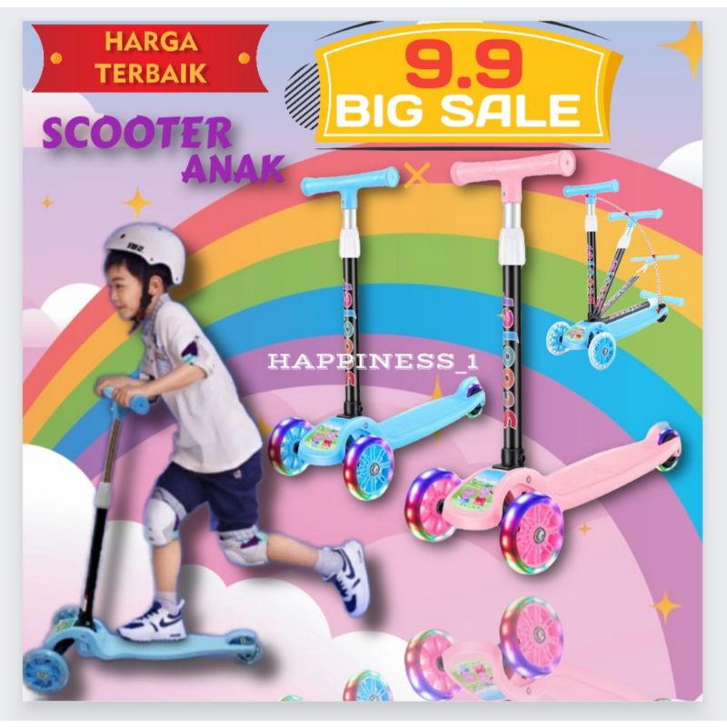 Jual Scooter Otoped LED Kickboard mainan anak roda 3 HAPPYNESS SCOOTER ...