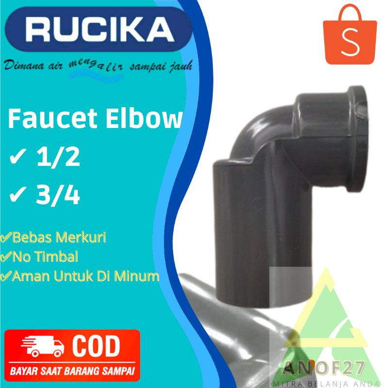 Jual KDD AW 1/2" 3/4" FITTING PVC RUCIKA || KNEE / KNIE DRAT DALAM | FAUCET ELBOW | Shopee Indonesia
