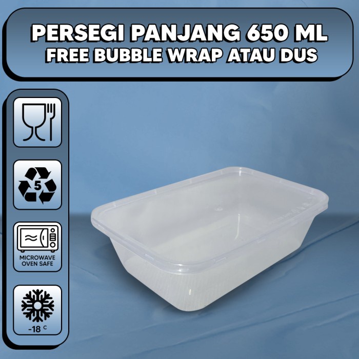 Jual Bekal Thinwall 650 Ml Rectangle - Persegi Panjang - Kotak Makan Plastik | Shopee Indonesia