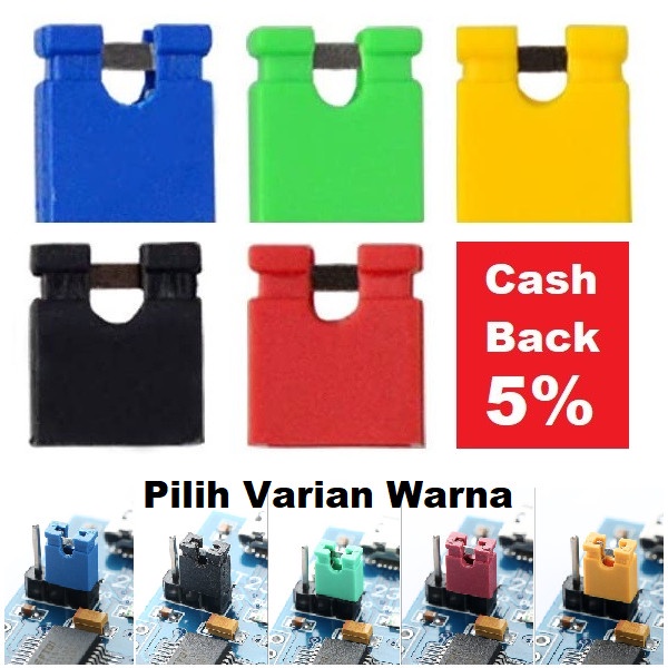 Jual Jumper Cap Tutup 2 Pin Header Short Connector 2.54mm Selector ...