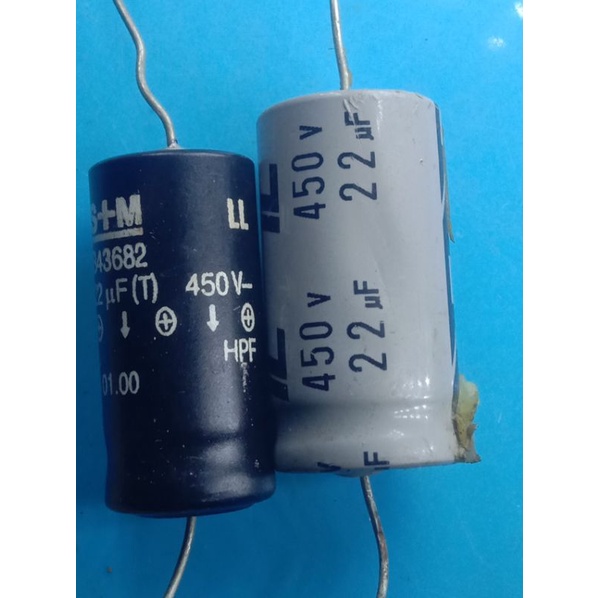 Jual Kapasitor 22uf 450Volt DC Axial NP Kapasitor Elektrolitik Non ...