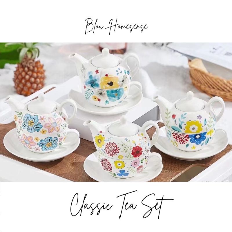 Jual Tea Set Coffee Set Cangkir dan Teko motif bunga cantik keramik ...