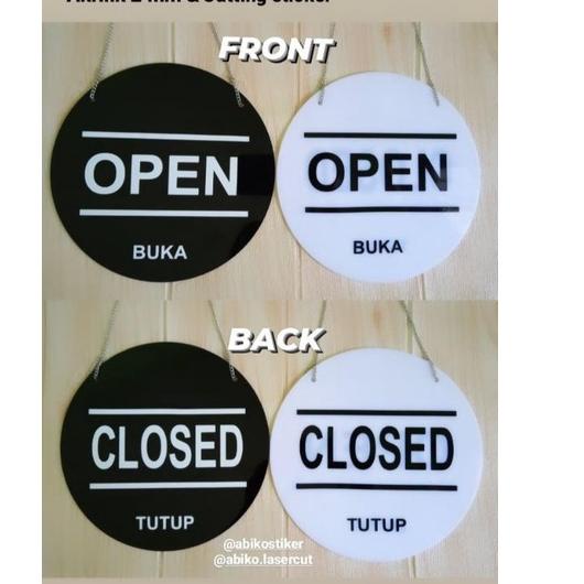 Jual Harga Termuraah OPEN CLOSE SIGN BOARD BULAT AKRILIK BOLAK BALIK ...