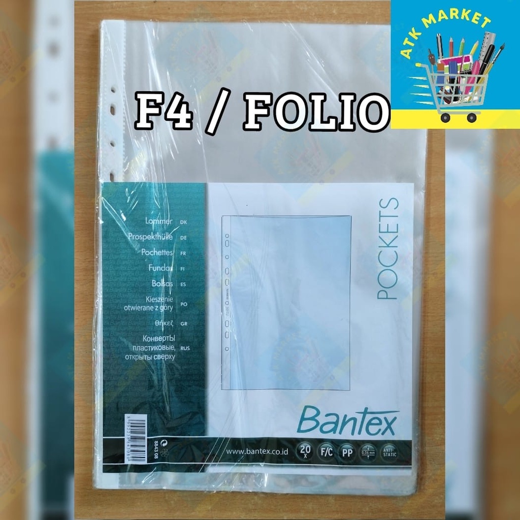 Jual BANTEX POCKET Clear F4/ Dokumen Keeper / Sheet Protector FOLIO ...