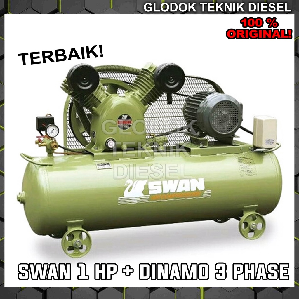 Jual SWAN Air Compressor 1 HP + Dinamo Motor 3 Phase Elektro Kompresor ...