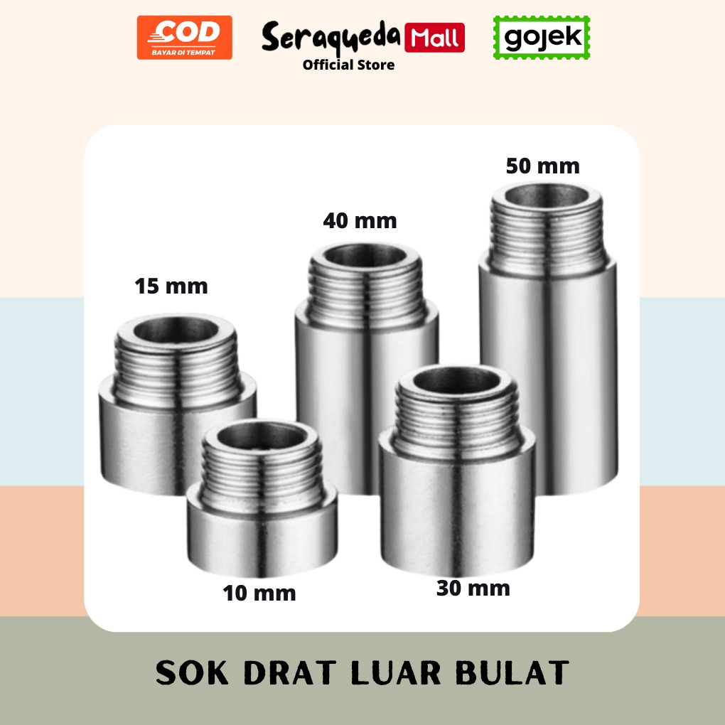 Jual Seraqueda SOK / SOCKET SAMBUNG KERAN STAINLESS STEEL 3CM DRAT 1/2 ...