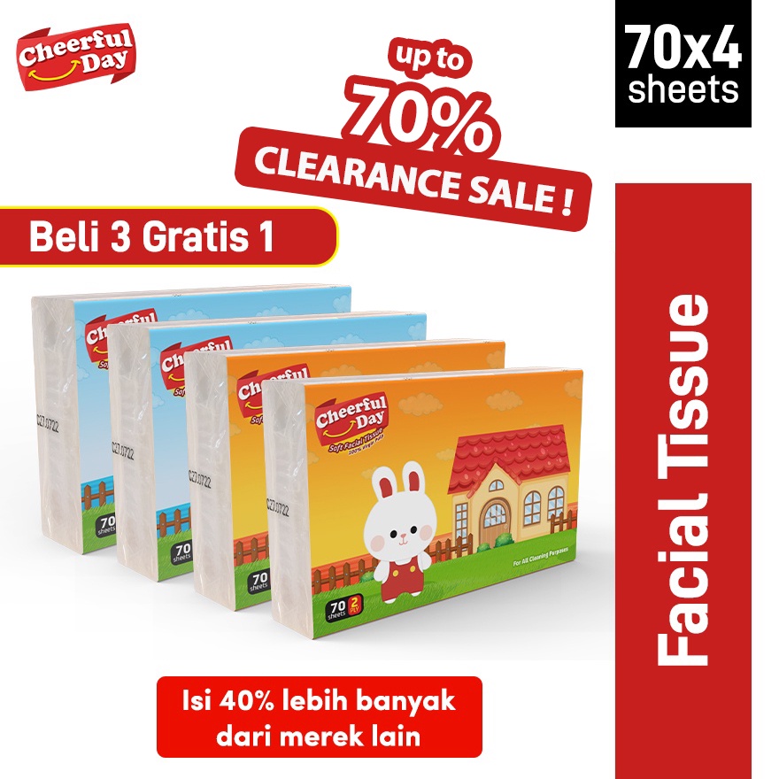 Jual CHEERFUL DAY Facial Tissue - 280 Sheets (Beli 3 Gratis 1) - Orange ...