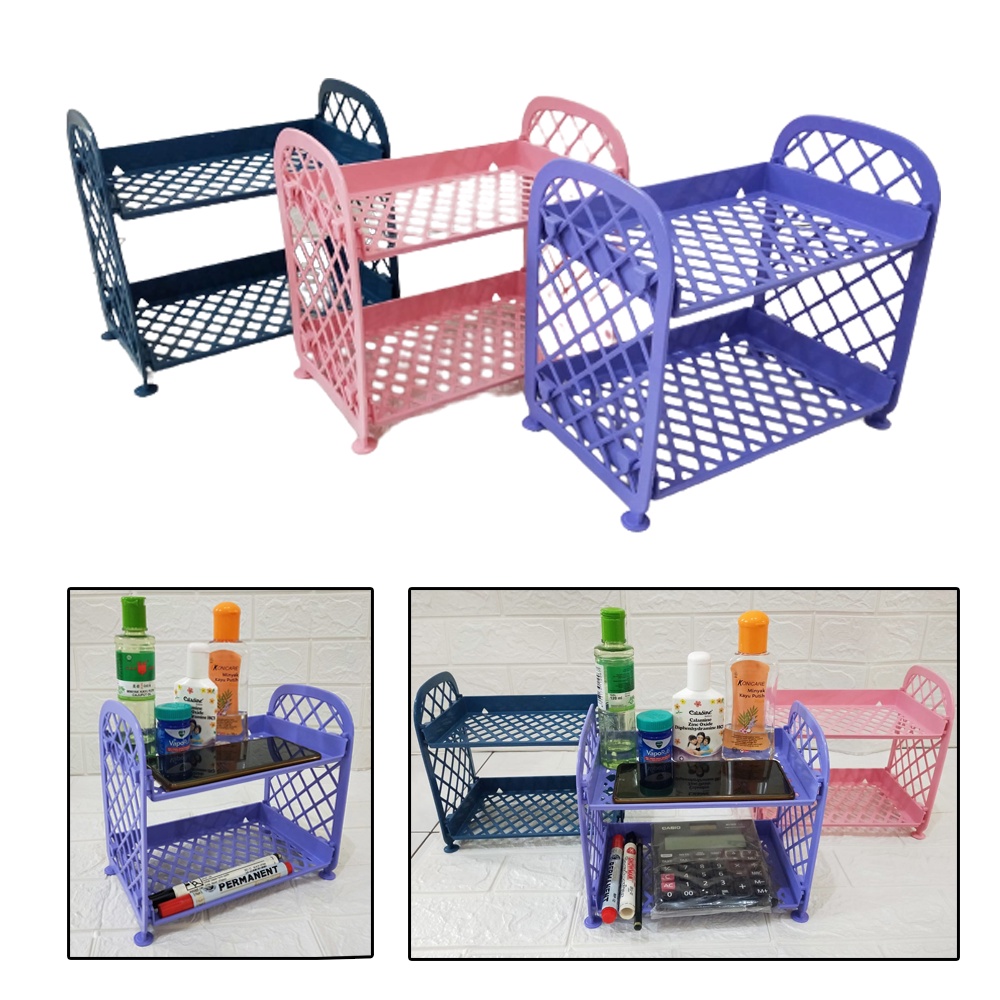 Jual Rak Jaring Plastik 2 Susun Tempat Penyimpanan Bumbu Dapur ATK Alat ...