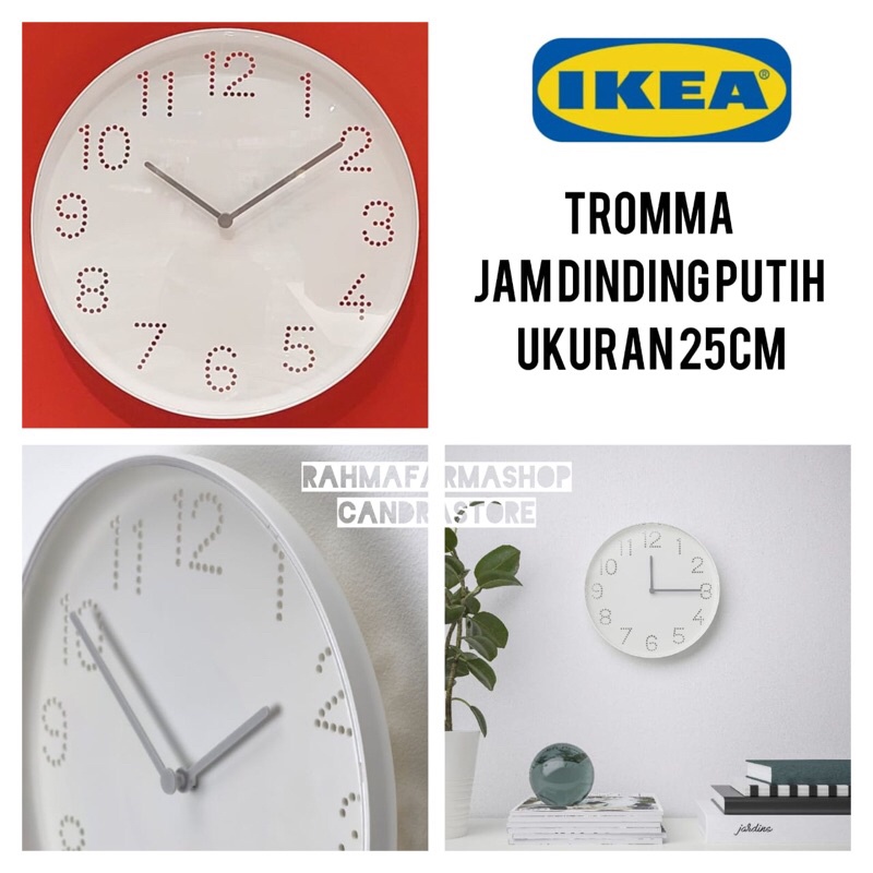 Jual JAM DINDING PUTIH 25 cm TROMMA IKEA | Shopee Indonesia