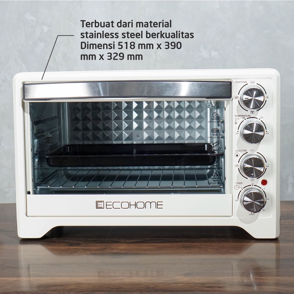Jual Ecohome Electric Air Fryer Oven Platinum 38 L Pearl White | Oven ...