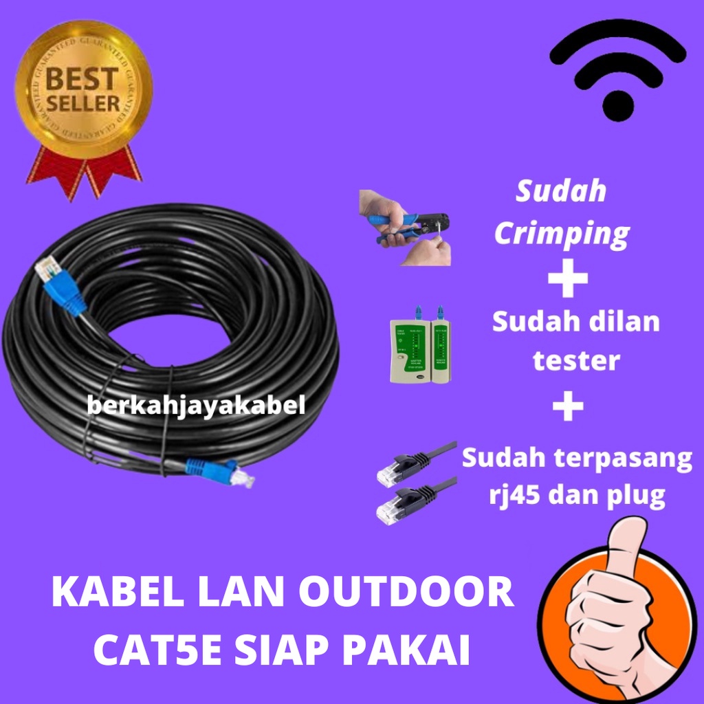 Jual kabel LAN outdoor cat5e 25 meter siap pakai | Shopee Indonesia