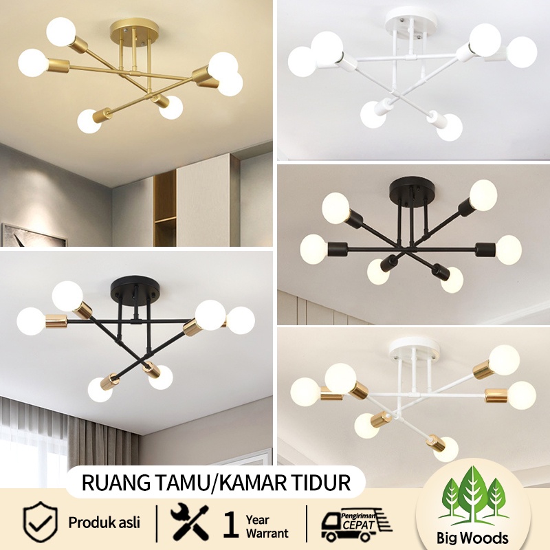 Jual Lampu Gantung 6/8 Led E27 Industrial Bahan Besi Untuk Plafon Ruang ...