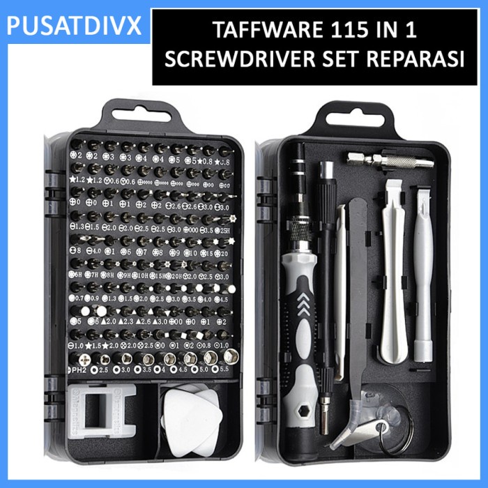 Jual TAFFWARE 115 IN 1 OBENG SCREWDRIVER SET REPARASI SMARTPHONE LAPTOP | Shopee Indonesia