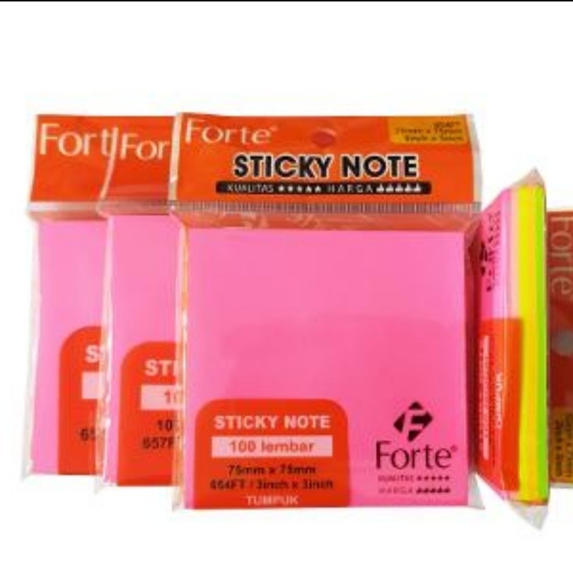 Jual Sticky Note Forte 654 WARNA 75*75mm (1pad) 20*5 warna ...