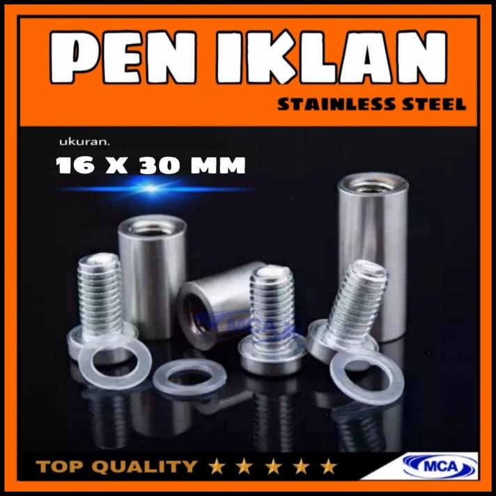 Jual Pen Iklan 16X30 Stainless / Baut Akrilik Baut Kaca Sign Board 16 X ...