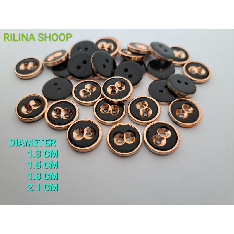 Jual Kancing baju wanita motif mata Hitam emas Diameter 13 mm/15mm isi ...