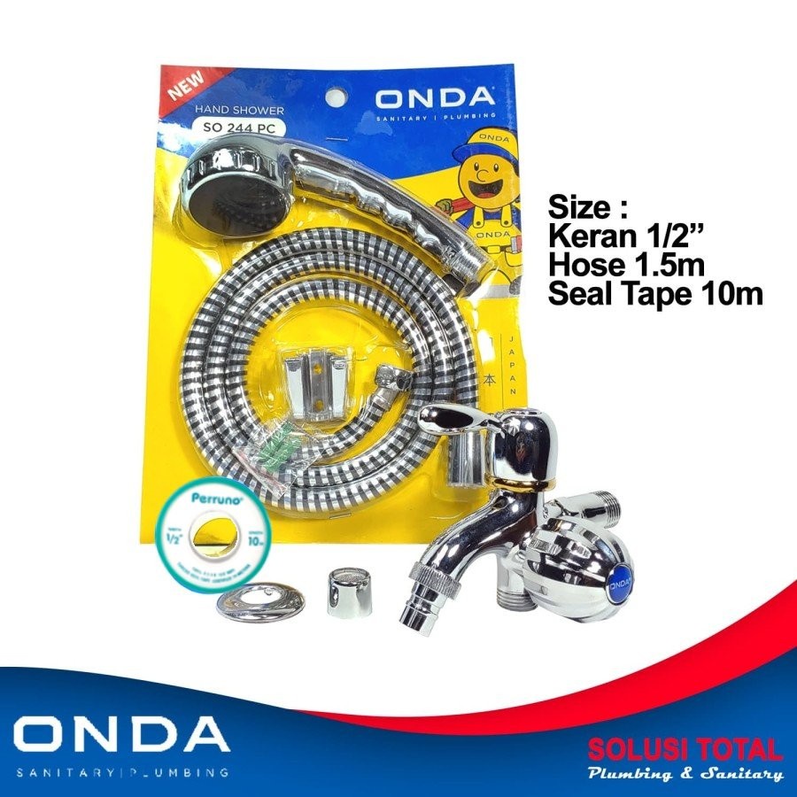 Jual PAKET 1 Shower mandi ASLI ONDA SO 244 + Kran double K 406 + Seal tape | Shopee Indonesia