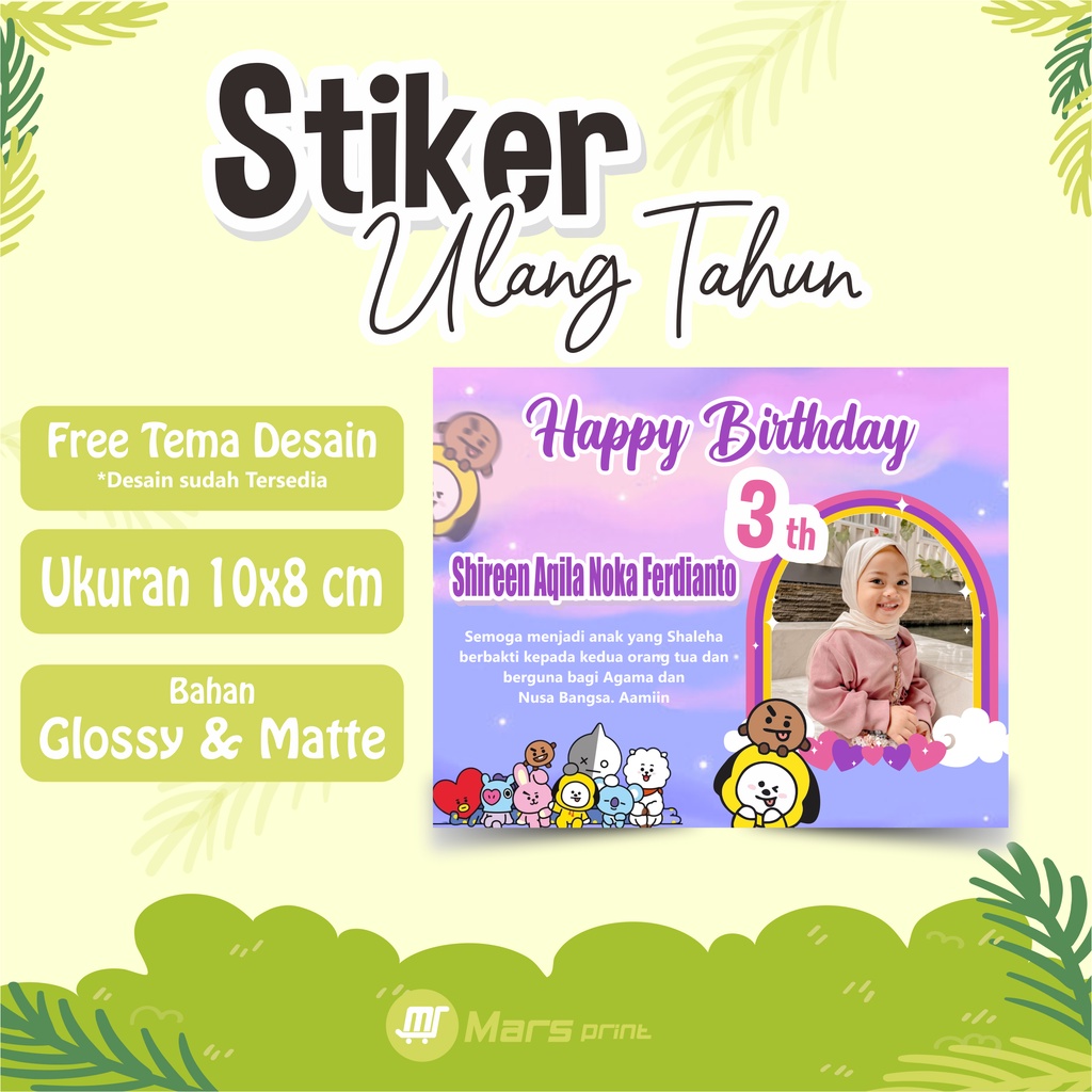 Jual Stiker Ulang Tahun Anak Label Kotak Nasi Bento Stiker Ukuran 10x8 ...