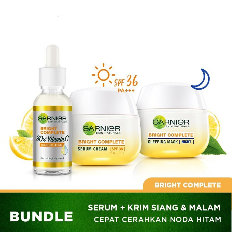 Jual Paket Garnier Bright Complete Day Cream SPF 36 50ml + Night Cream ...