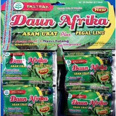 Jual DAUN AFRIKA RENCENG OBAT ASAM URAT PEGAL LINU (KAPSUL/TABLET ...