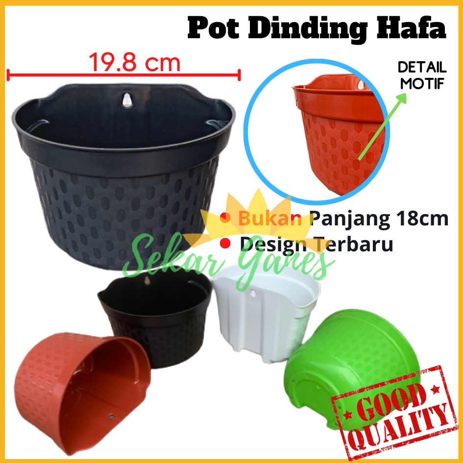 Jual TERMURAH Pot Dinding Cantol Hafa 20 Cm Putih Hitam Merah Bata ...
