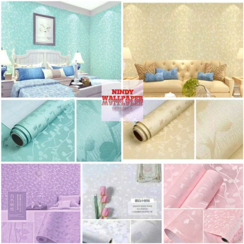 Jual Wallpaper Dinding Sticker Dinding Biru Muda | Krem | Putih | Ungu ...