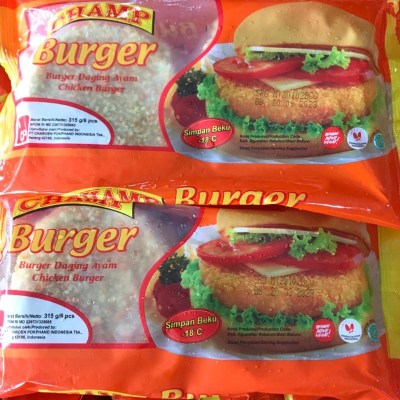 Jual Chicken Burger Champ isi 6 pcs | Shopee Indonesia