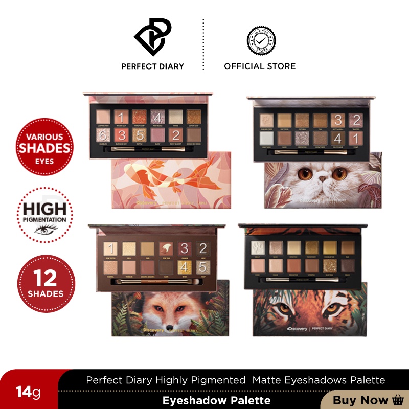 Jual Perfect Diary Highly Pigmented Matte Eyeshadows Palette with 12 ...