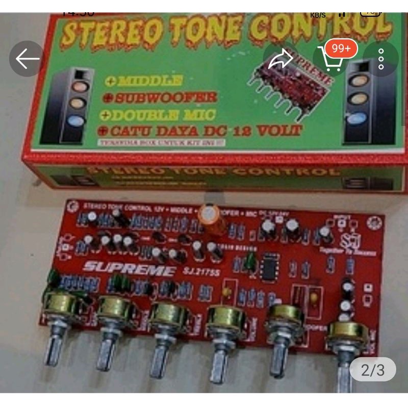 Jual tone control stereo middle plus subwoofer +extra mic dc 12vol ...