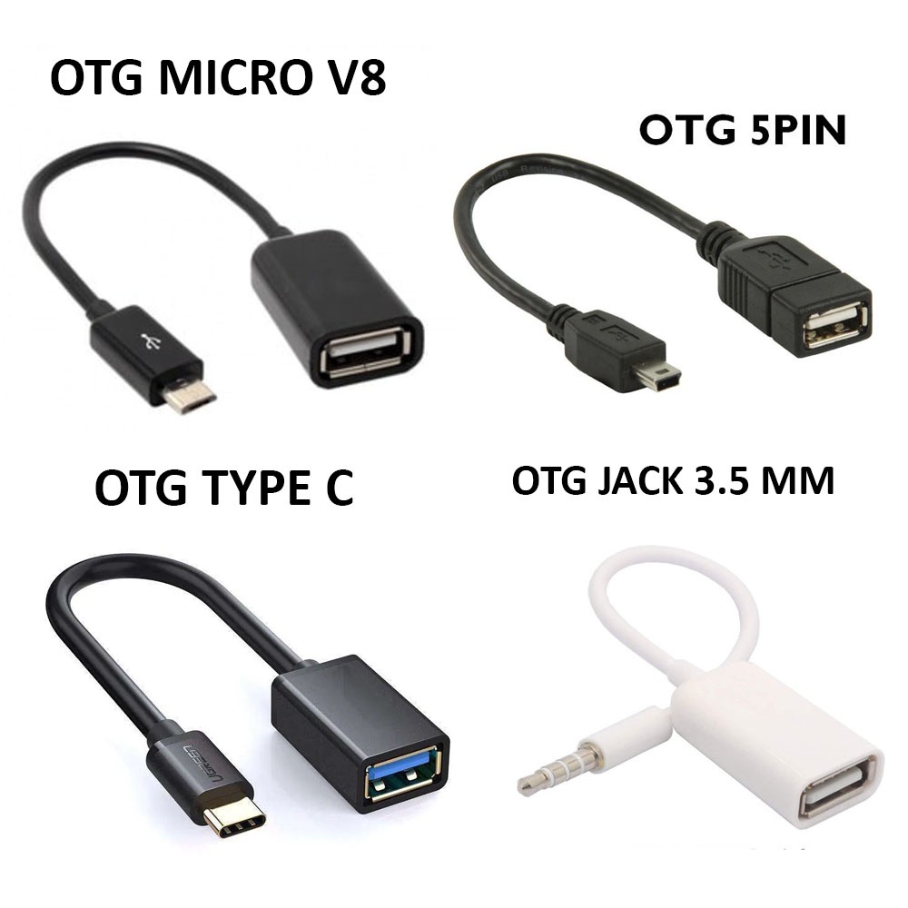Jual Kabel OTG Micro V8 / OTG Mini 5 Pin / OTG Type C To Female USB / OTG Jack 3.5 mm OTG Cable ...