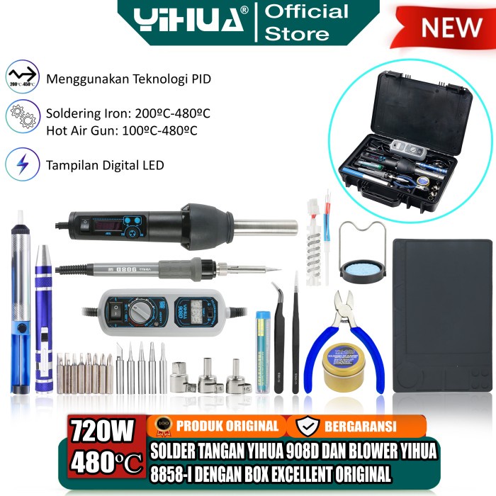 Jual Soldering Kit Yihua 908D Solder Tangan - Yihua 8858-I Blower Uap ...