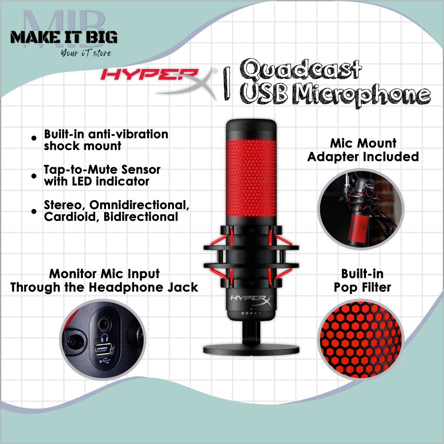 Jual HyperX Quadcast Microphone | Shopee Indonesia