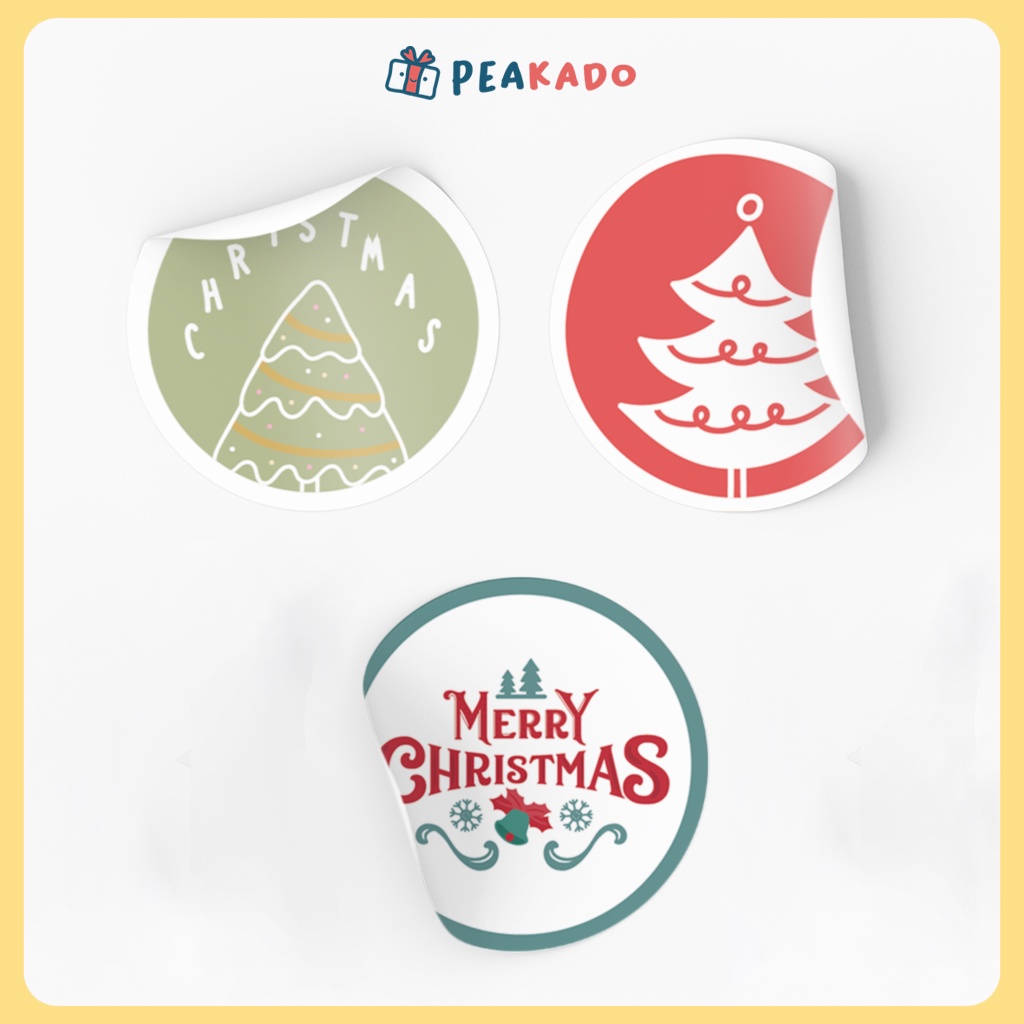 Jual Stiker Segel Bulat Sticker Label Natal Aesthetic Christmas ...