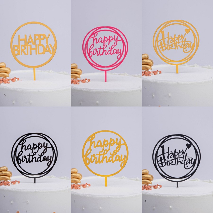 Jual CTA07 Cake Topper Bulat Akrilik Birthday Hias Kue Ultah Ulang ...
