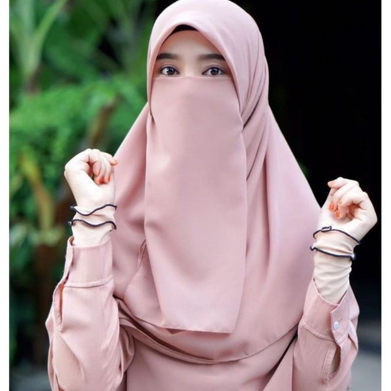 Jual Cadar 2 Layer perlengkapan muslimah tanpa jahitan di bawah mata adem | Shopee Indonesia