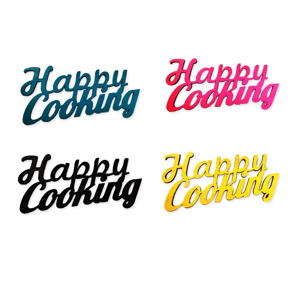 Jual Hiasan dinding kayu Tulisan happy cooking Dekorasi Dapur ruang ...