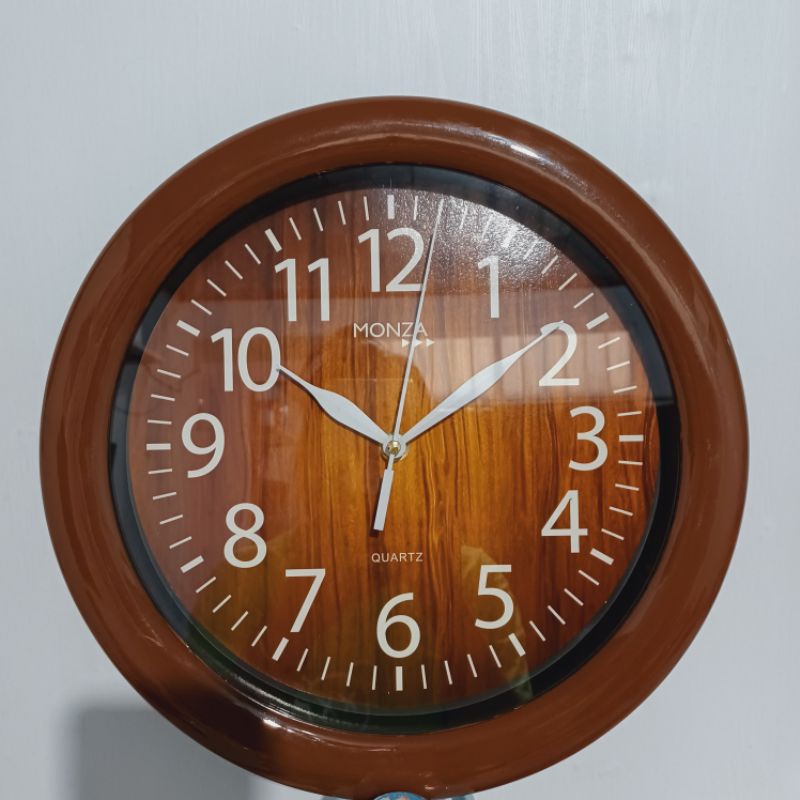 Jual JAM DINDING MONZA MOTIF KAYU WOOD DIAMETER 30CM FREE BATERAI ...