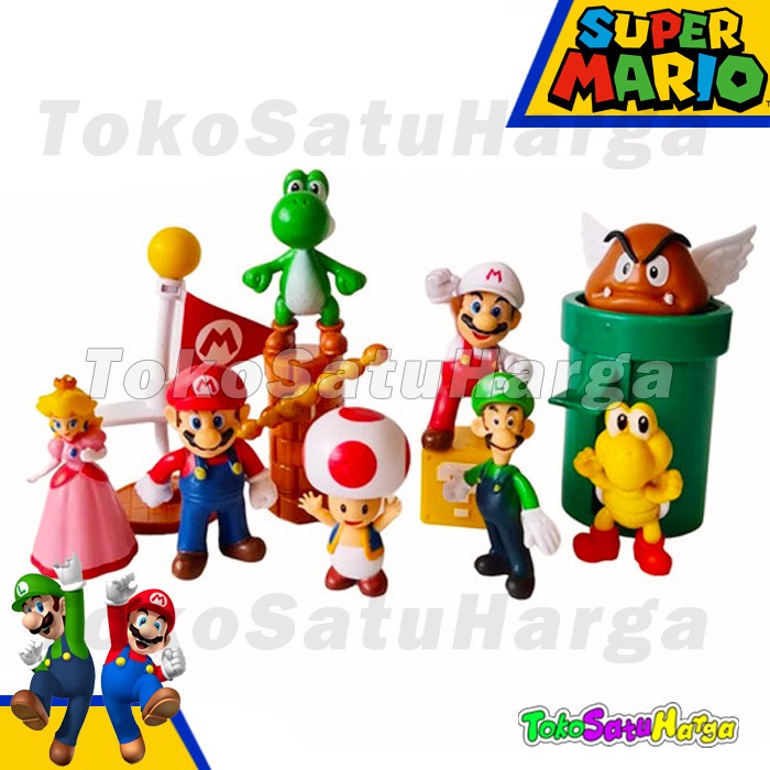 Jual Mainan Anak Super Mario Bros Figure Premium Set Complete Luigi ...