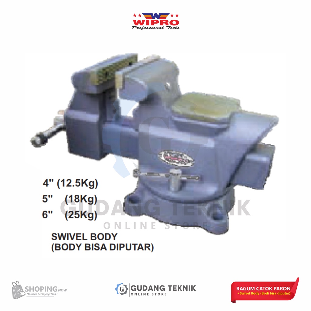 Jual Catok Paron Heavy Duty American Type PUTAR 5" WIPRO 3050-D / Ragum ...