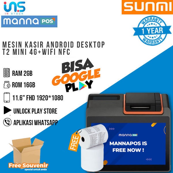 Jual Mesin Kasir Android SUNM T2 MINI 4G NFC POS | Printer Thermal ...