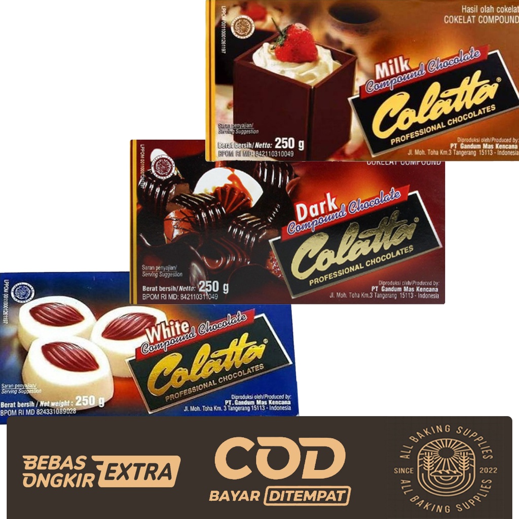 Jual Coklat Batangan Compound COLLATA Dark, White, Milk Chocolate 250gr ...